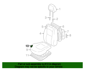 Hyundai - 88250-26000 - Seat Cushion Pad - 2001-2006 Hyundai Santa Fe ...