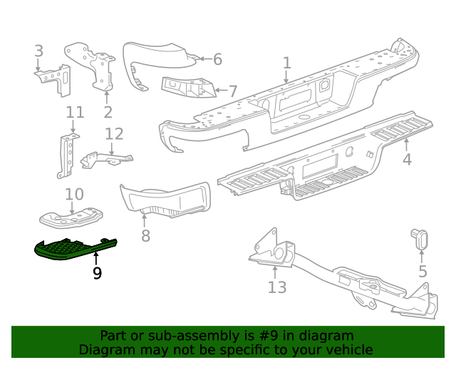 2015-2021 GM Passenger Side Rear Bumper Step Pad Insert 22900987 ...
