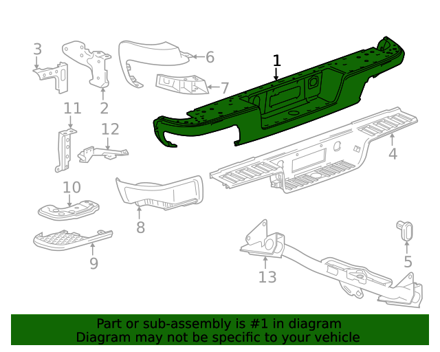 2017-2018 GM Exterior Bright Chrome Rear Bumper Impact Bar 84190118 ...