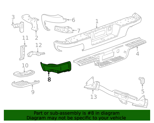 2015-2021 GM Passenger Side Rear Bumper Fascia Support 22890966 ...