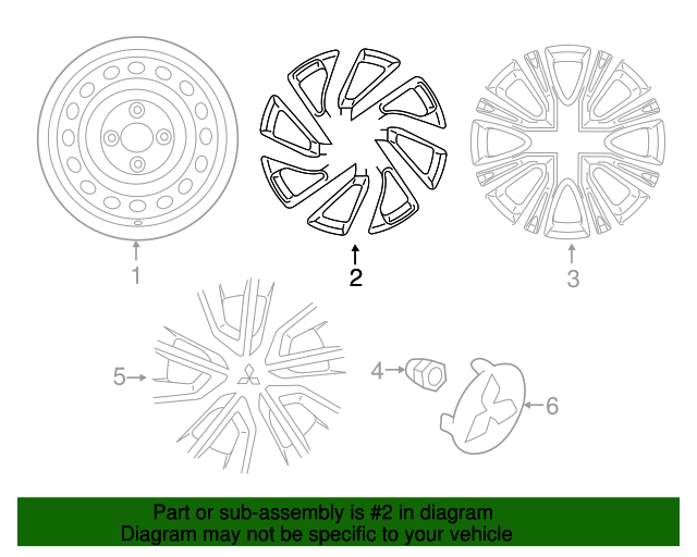 Genuine OEM Wheel, Alloy Part# 4250D417 Fits 2017-2020 Mitsubishi: Up ...