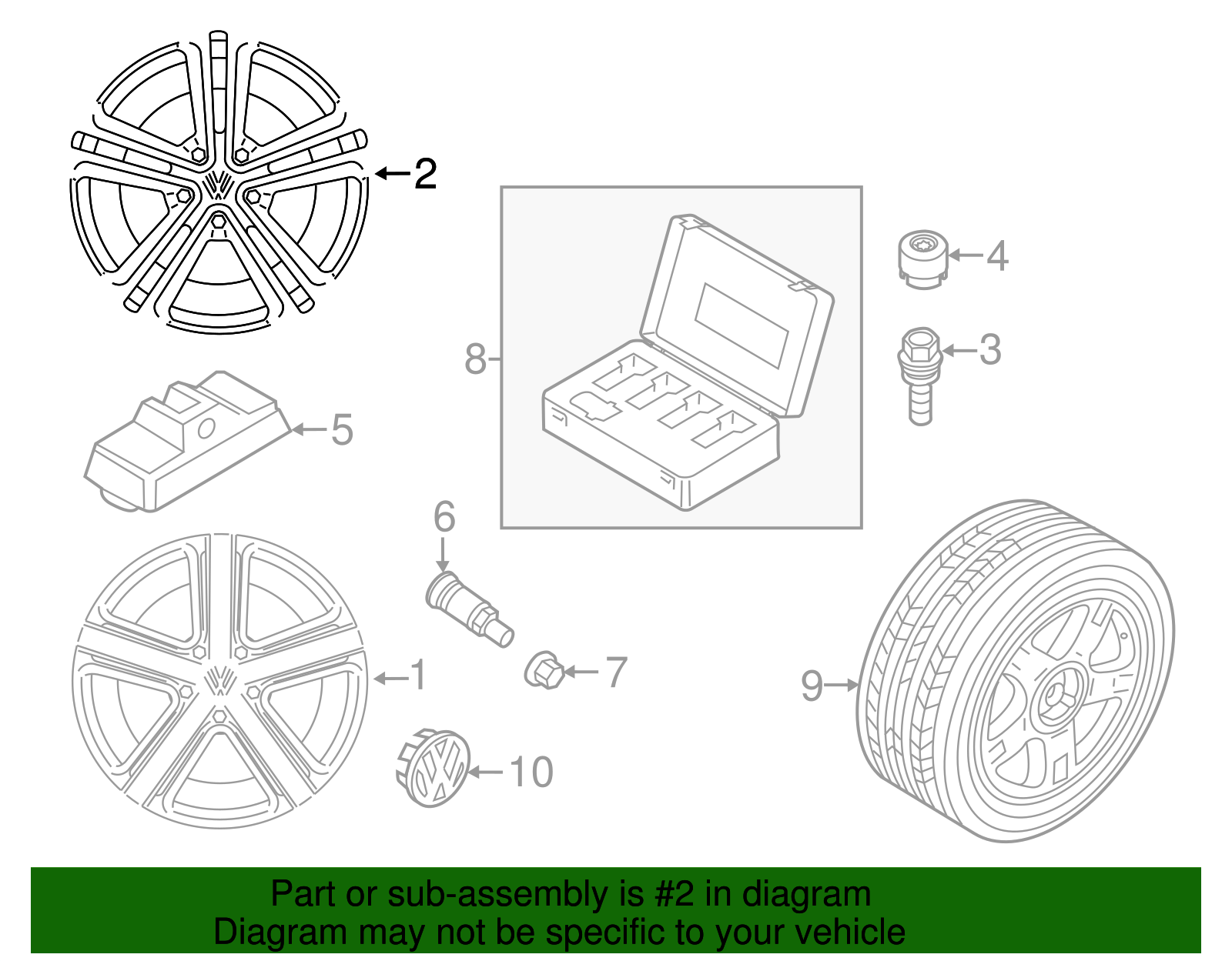 2013-2017 Volkswagen Touareg Wheel, Alloy 7P6-601-025-AG-88Z | VW ...