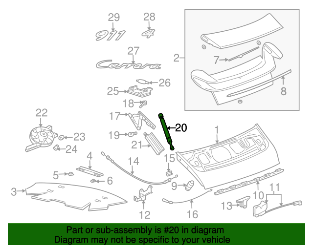 996-512-551-04 - Trunk Lid Lift Support 2002-2005 Porsche 911 ...