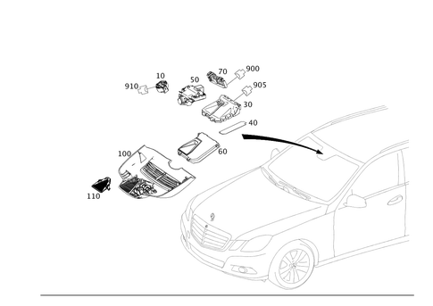Sensors, Camera and Switches Behind Windshield for 2016 Mercedes-Benz E ...