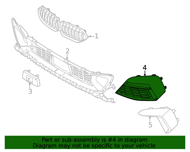 Genuine BMW 51-11-8-075-517 | Outer Grille | FREE Shipping on Most ...
