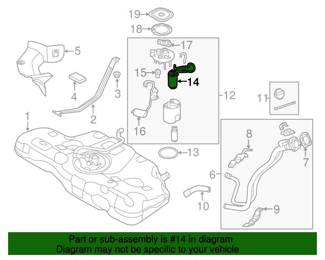 Genuine Fuel Filter for 2011-2016 Hyundai | Part# 31112-1R000 | Hyundai ...