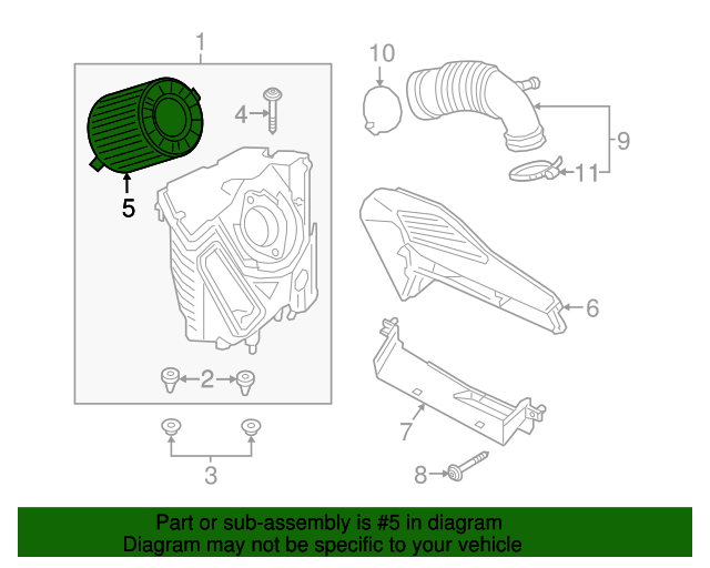 2017-2021 Audi Air Filter 8W0-133-843-E | Genuine Audi Parts