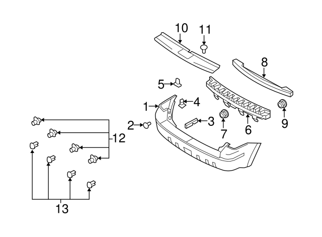 2008-2012 Ford Escape Bumper Cover Reinforcement Nut -W710677-S300 ...