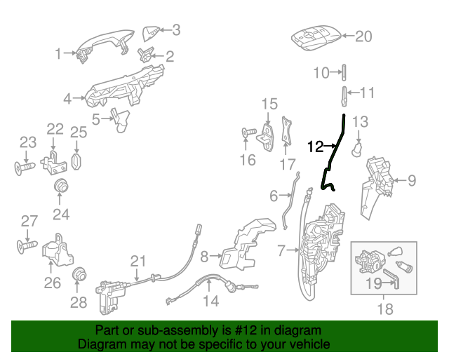 213-723-07-00 - Door Lock Operating Rod 2017-2023 Mercedes-Benz ...