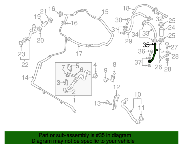 2013-2016 Volkswagen Touareg Turbocharger Coolant Line 059-121-399-K ...