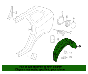 31283478 - Quarter Panel Splash Shield 2010-2013 Volvo XC60 ...