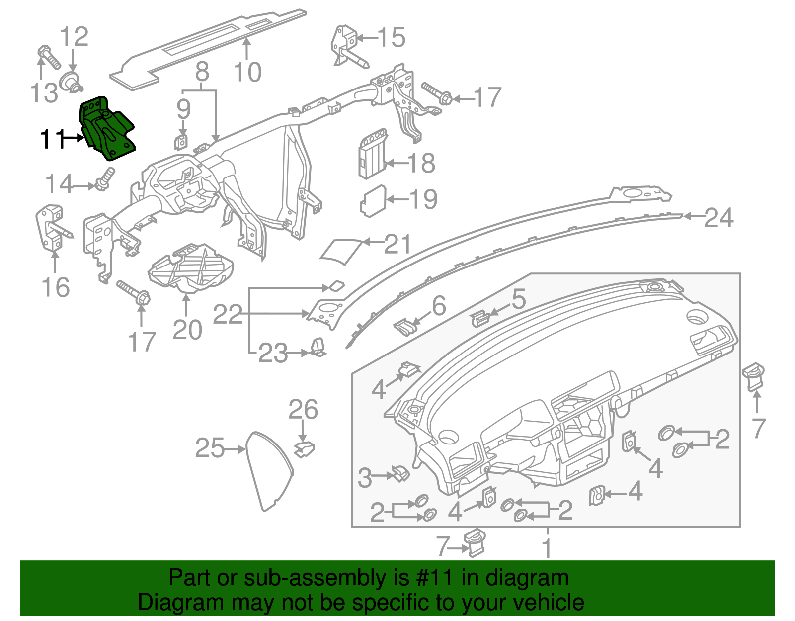 2011-2022 Volkswagen Instrument Panel Cross-Member Brace 1K1-858-383-A ...