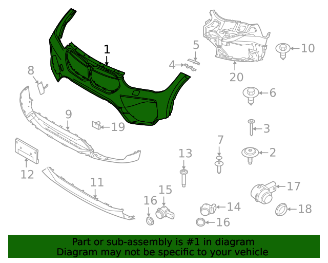51119883249 - 2020-2022 BMW X1 Bumper Cover (51-11-9-883-249) | BMW of ...