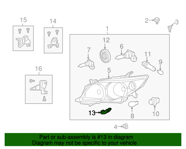 2011-2013 Toyota Corolla Headlamp Bracket 81118-02B50 | Toyota Parts Center