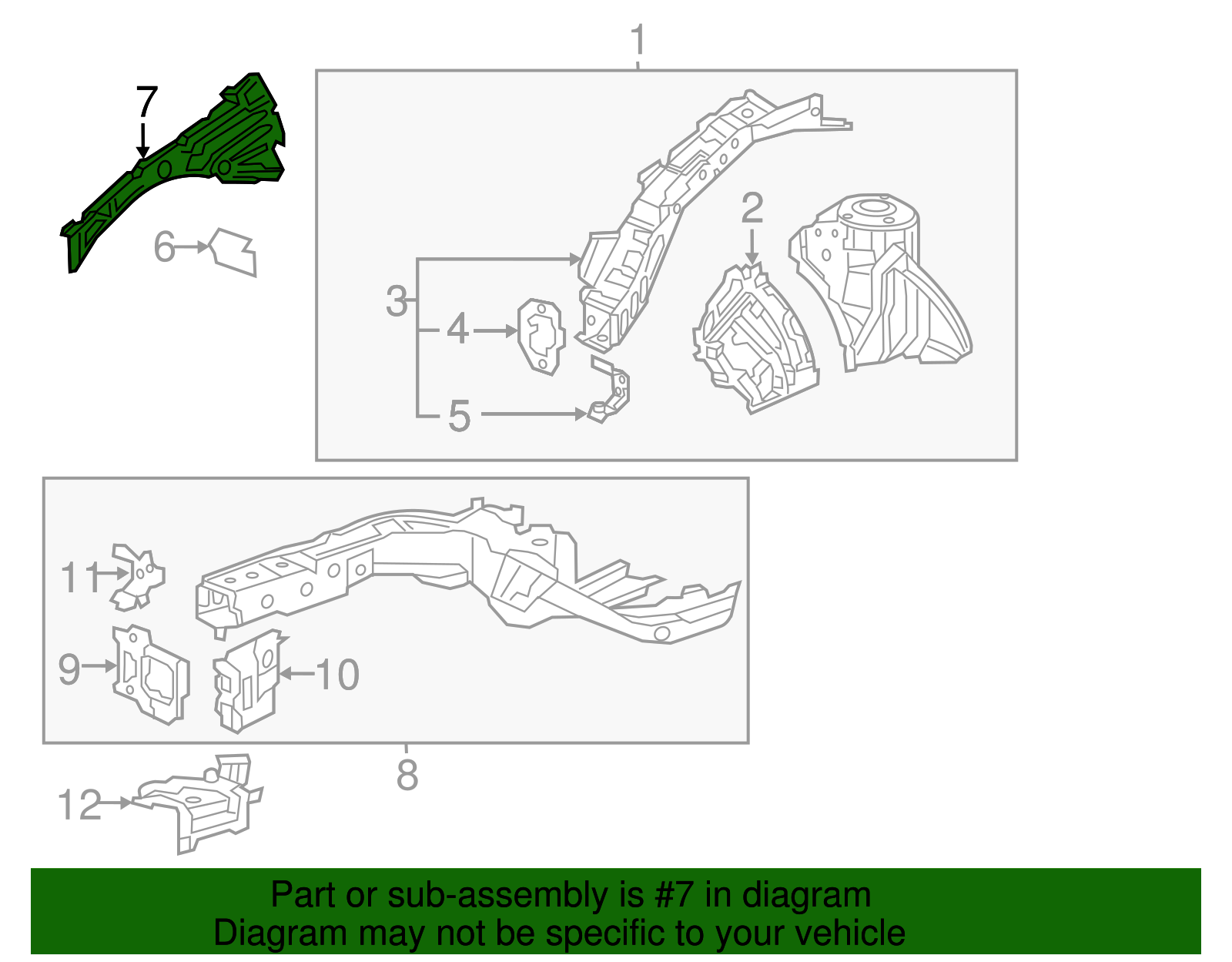 60610-TR3-A00ZZ - 2013-2015 Honda Civic - Member R Front Wheelhouse ...