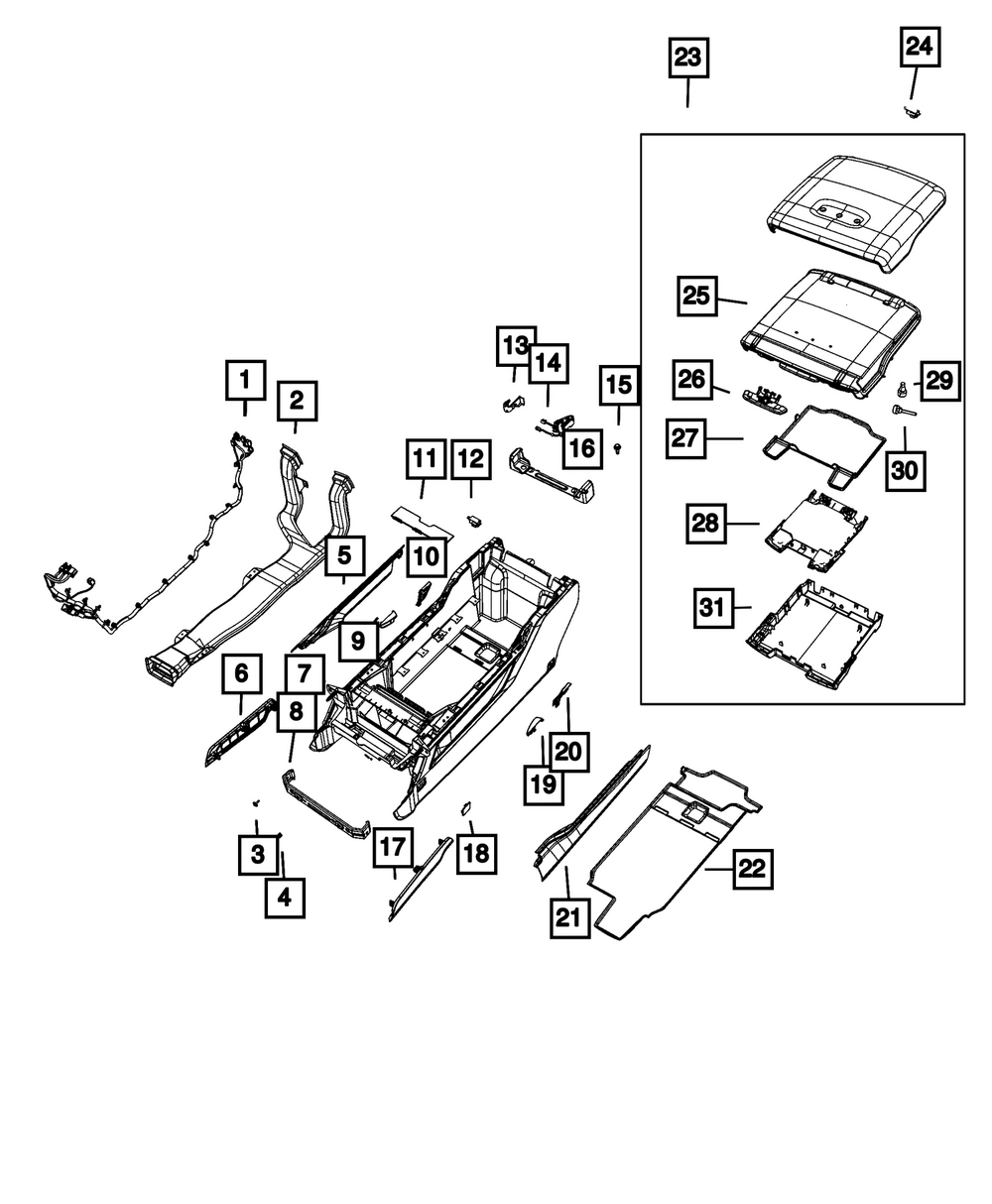 2025 Ram Console Panel 7QX251Z3AA | My Mopar Parts