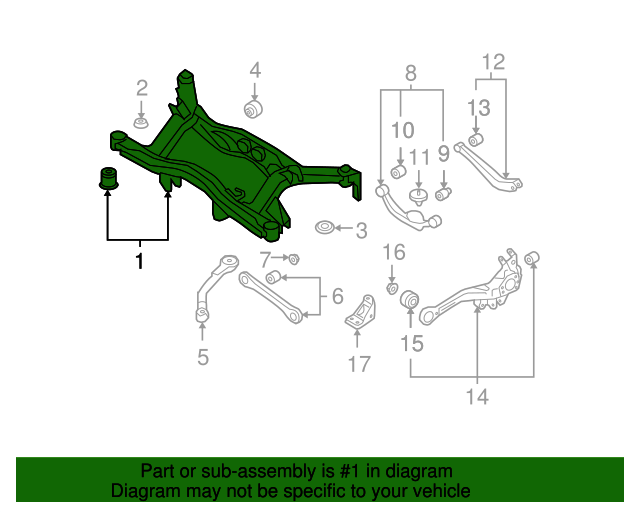 20152AG00D - Suspension Subframe Crossmember 2005-2009 Subaru ...