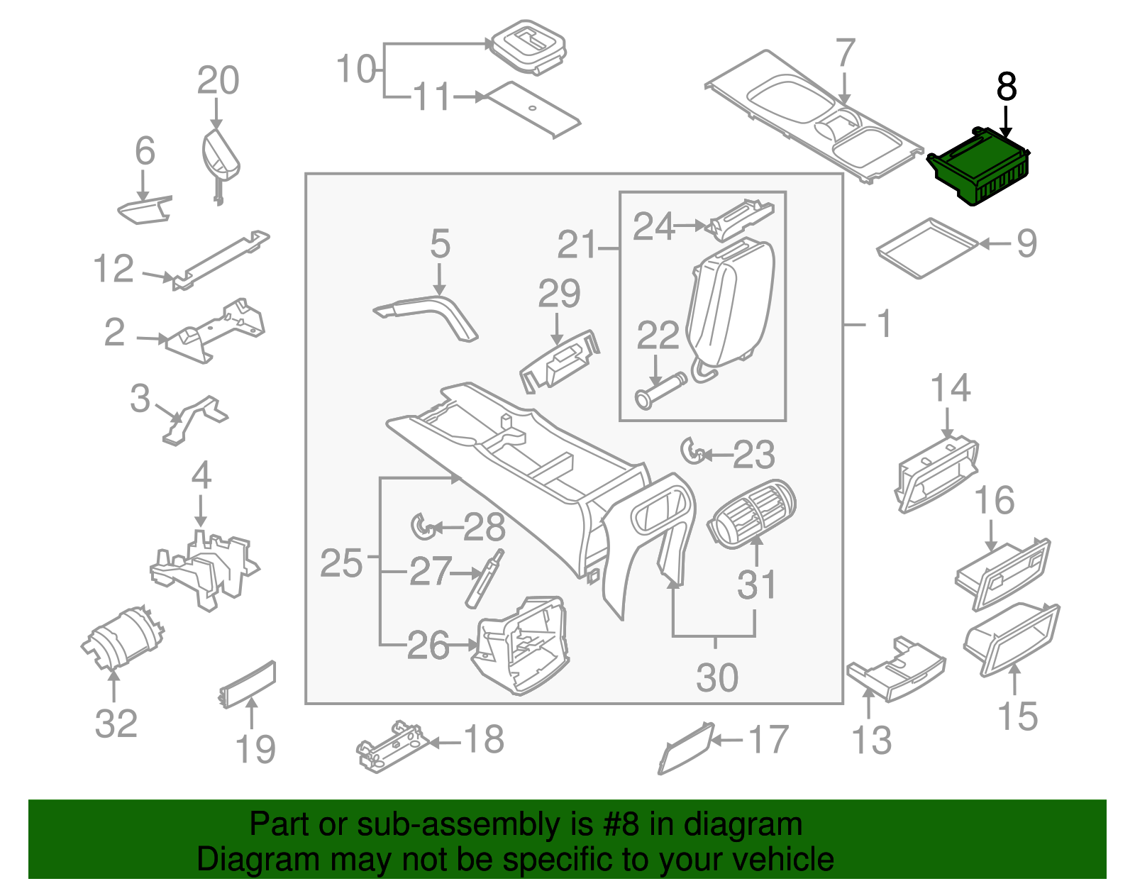 955-552-285-02-4X2 - Console Cup Holder 2003-2010 Porsche Cayenne ...