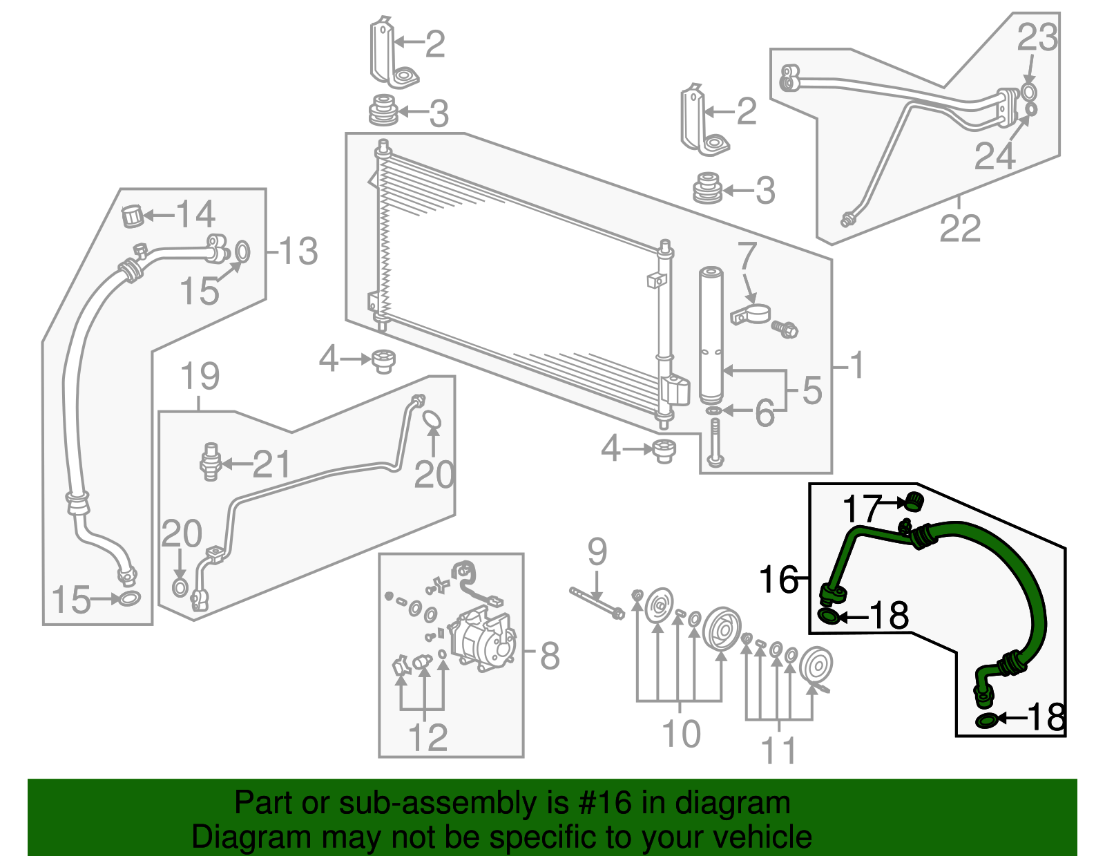 80315-TX9-A01 - A/C Refrigerant Discharge Hose 2013-2014 Honda Fit ...