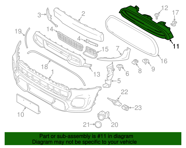 51-13-7-335-527 - Upper Grille - 2014-2018 Mini Cooper | BMWPartsHub