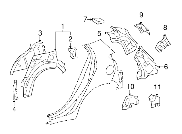 2014-2018 Toyota Yaris Inner Wheelhouse 61607-0D902 | OEPartsQuick