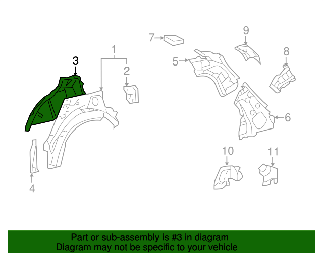 2014-2018 Toyota Yaris Inner Wheelhouse 61607-0D902 | OEPartsQuick