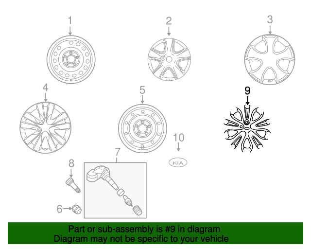 2010-2013 Kia Forte OEM NEW Hubcap Assembly Wheel Hub Cover 10-Spoke ...