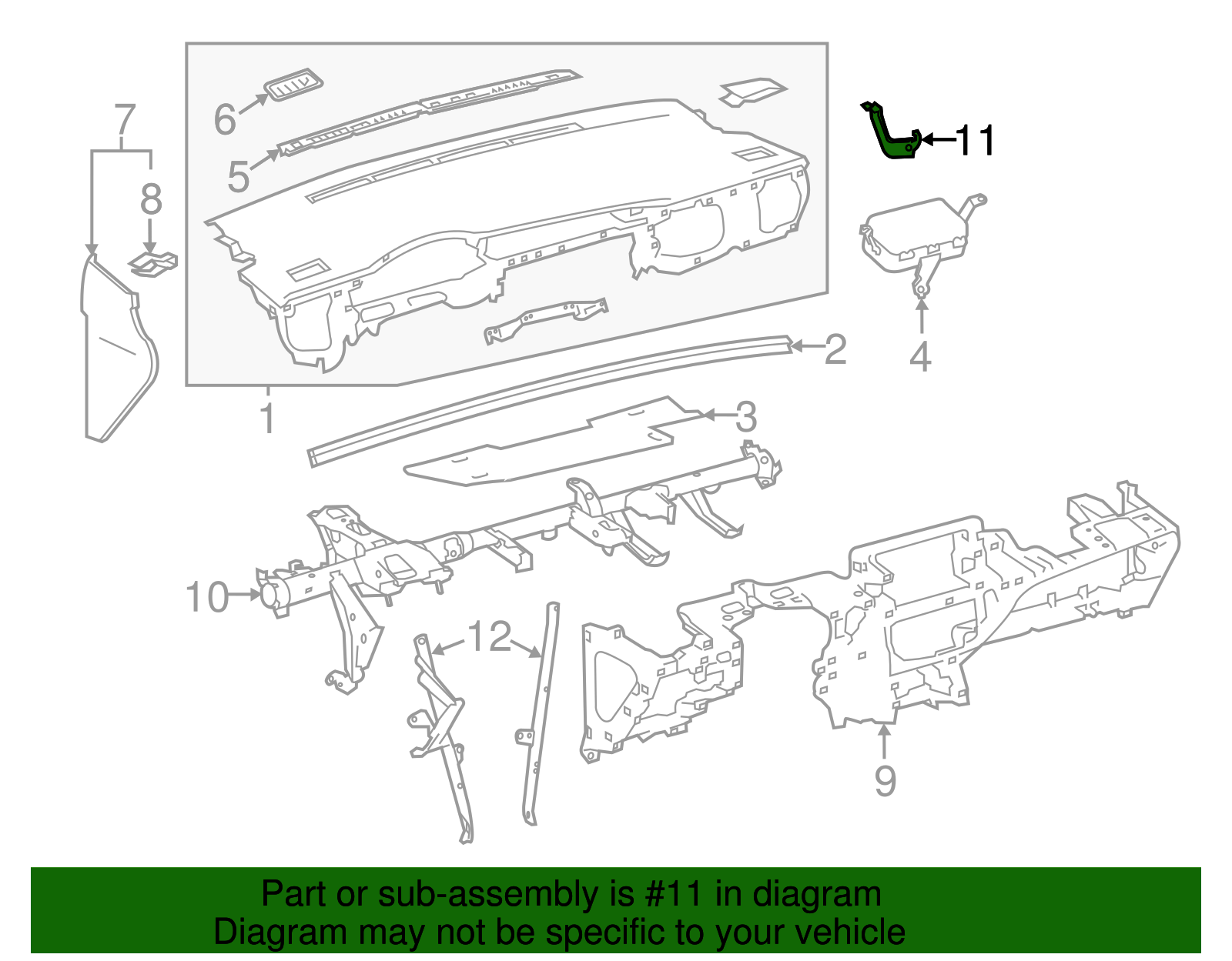 55376-02080 - Instrument Panel Crossmember Bracket 2014-2019 Toyota ...
