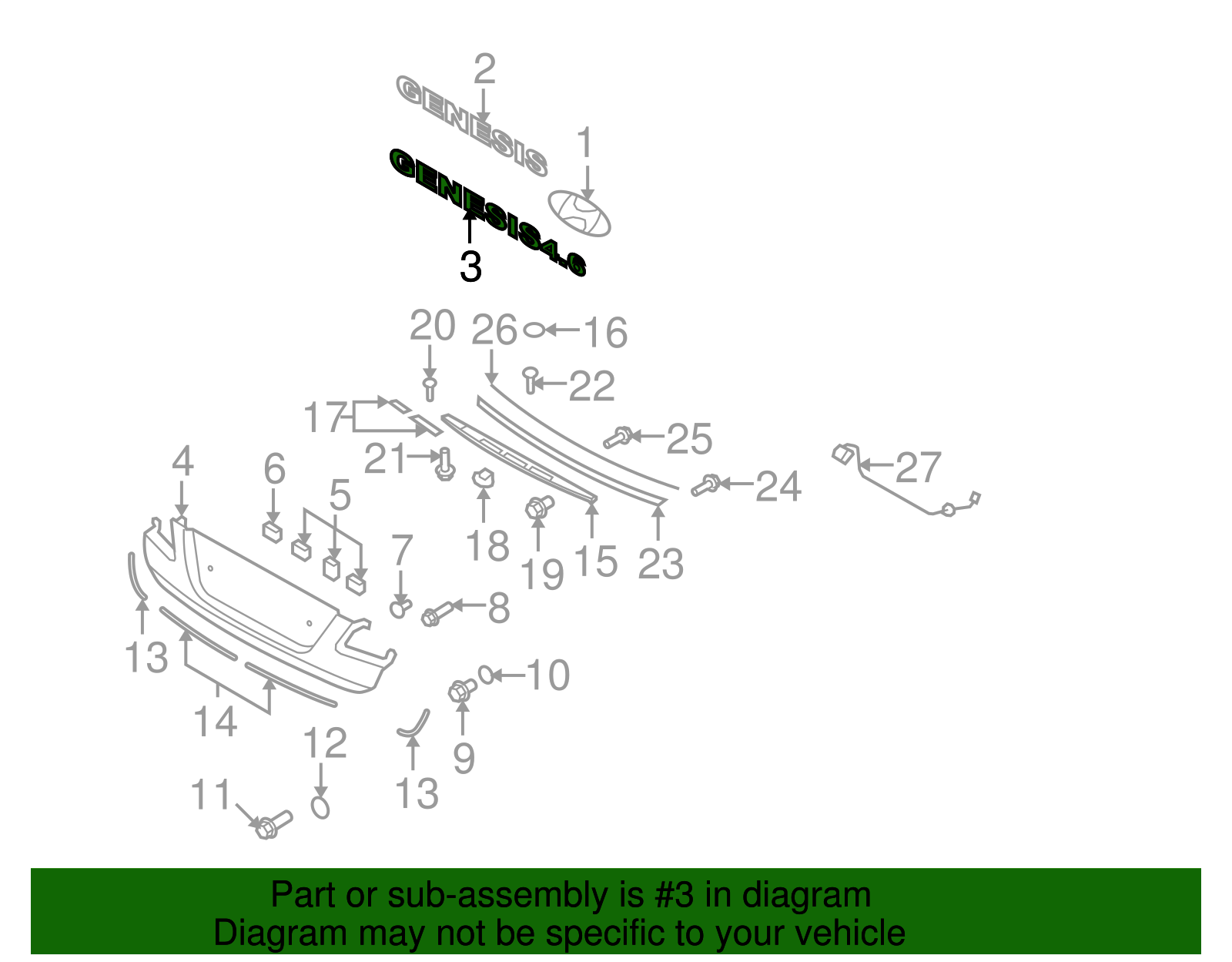 2009-2012 Hyundai Genesis Nameplate 86312-3M200 | Hyundai Wholesale Direct