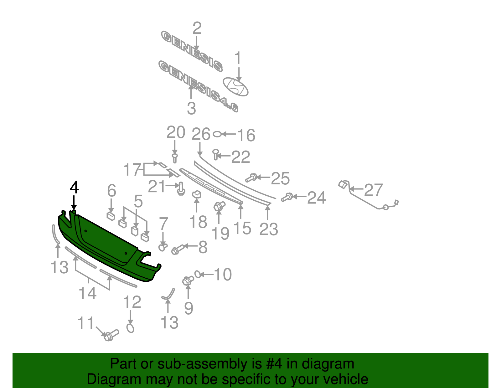87371-3M260 - High-Quality Deck Lid Finish Panel for 2012-2014 Hyundai ...