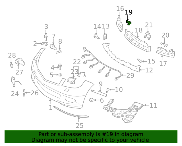 204-885-22-14 - Bumper Impact Absorber Bracket 2008-2015 Mercedes-Benz ...