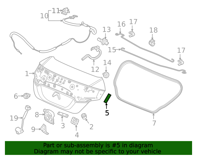74827-TBG-A00 - Trunk Lid Side Seal 2016-2020 Honda Civic | Honda Parts ...