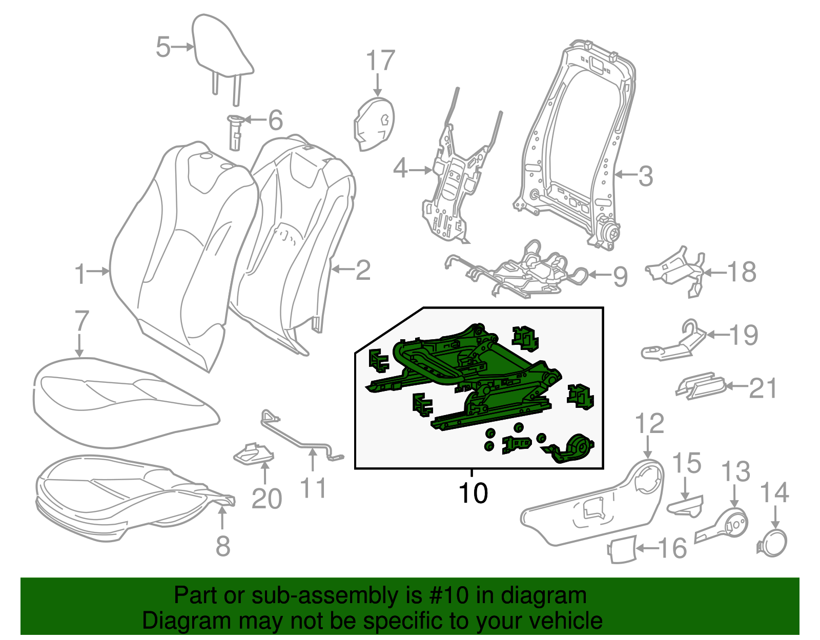 72020-47411 - 2017-2022 Toyota Prius Prime - Seat Adjuster | Sparks Parts