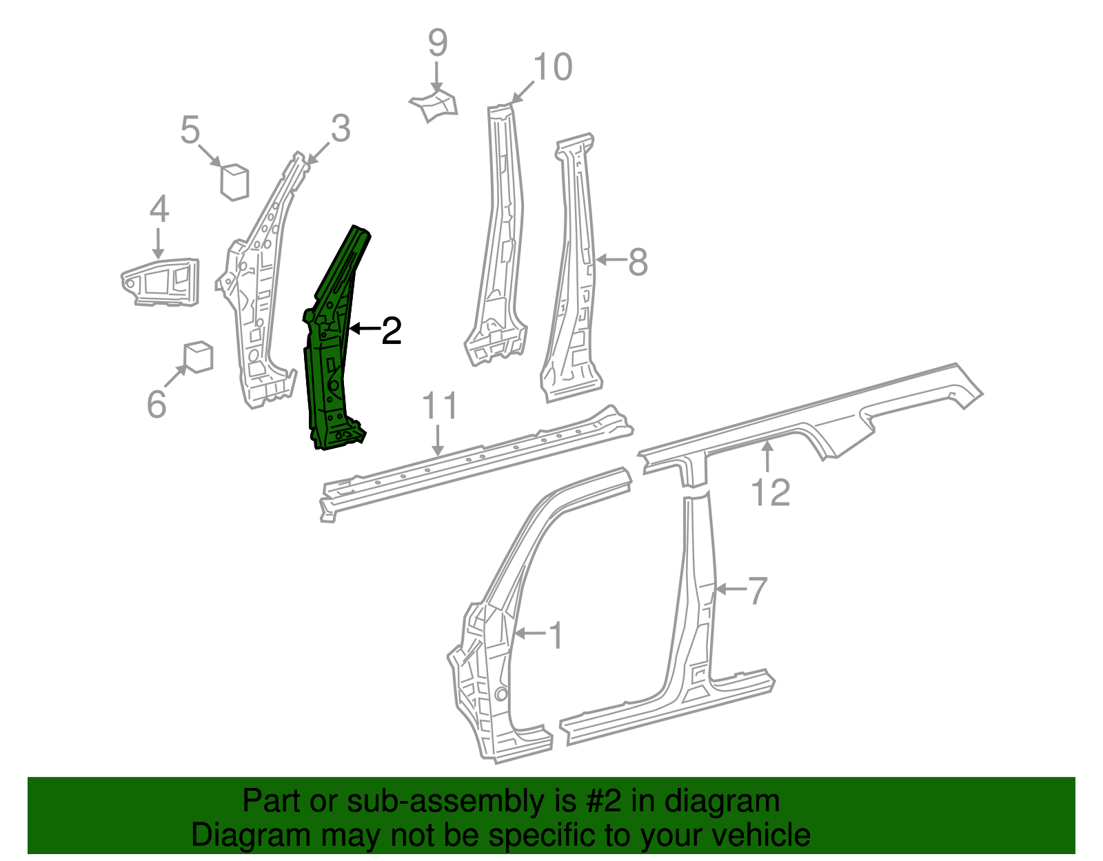 Genuine Toyota Hinge Pillar Reinforced part# 61109-35902 for 2013-2024 ...