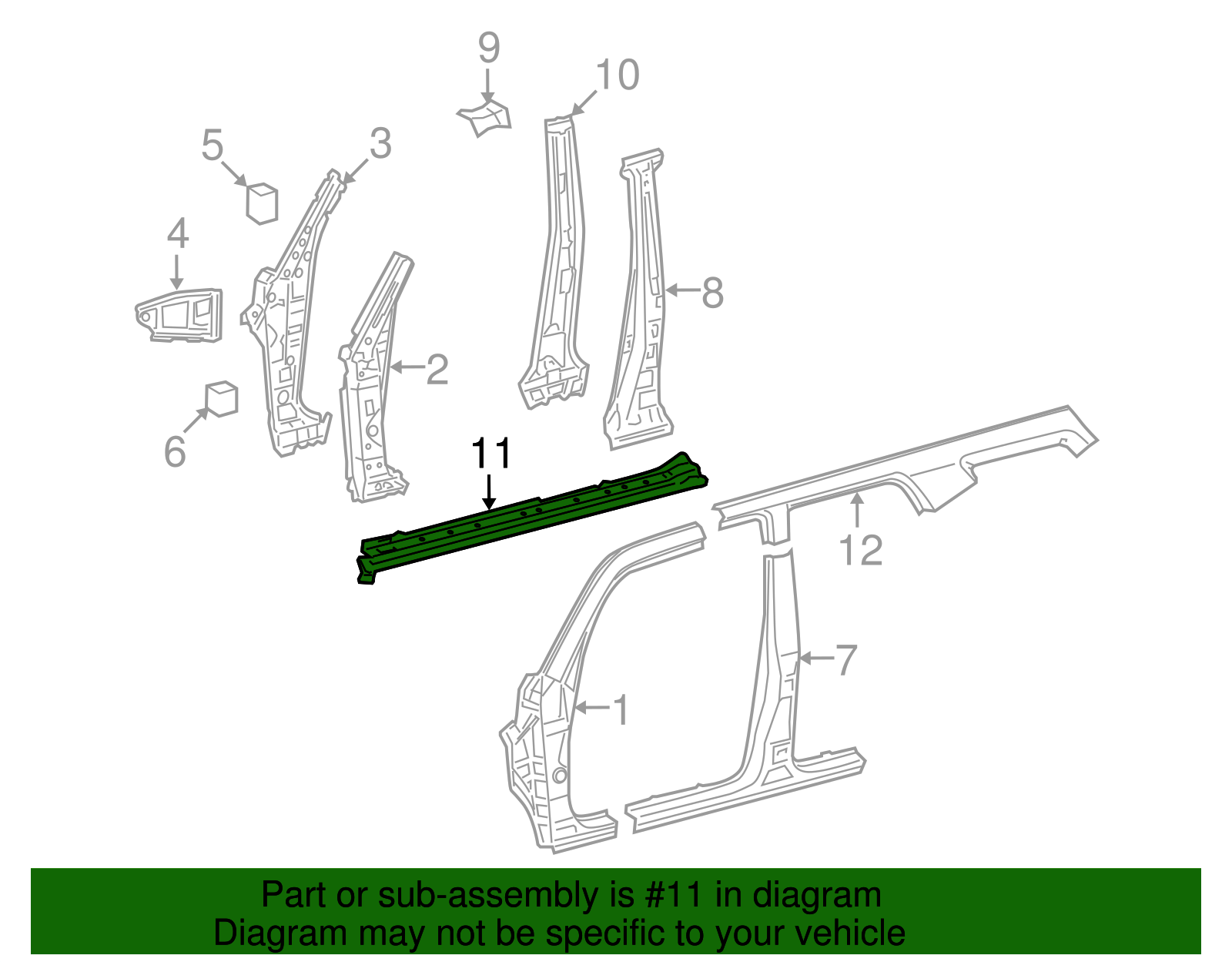 2010-2024 Toyota 4Runner Rocker Reinforced 61402-35900 | OEM Parts Online