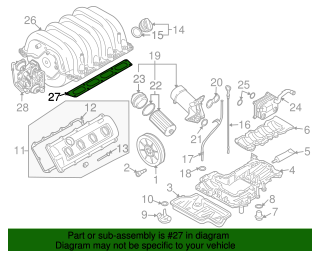 2000-2009 Audi Engine Intake Manifold Gasket 077-129-717-Q | Audi USA Parts