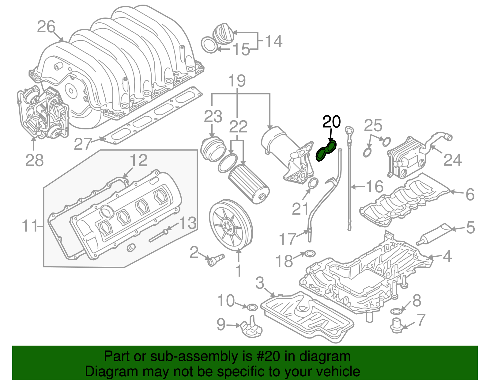 Genuine Audi 079-115-111-A | Oil Filter Housing Gasket | FREE Shipping ...