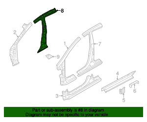 Hyundai - 71402-A5000 - Inner Pillar - 2013-2017 Hyundai Elantra GT ...