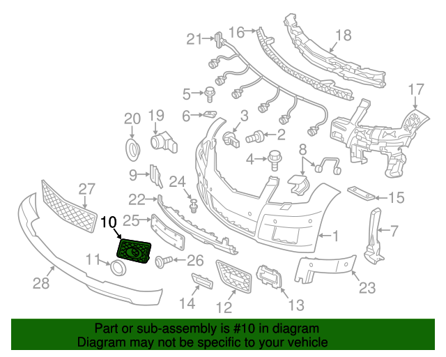 204-885-35-23 - Fog Lamp Bezel 2010-2012 Mercedes-Benz GLK 350 ...