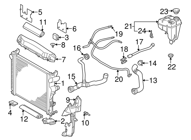 2003-2008 Mercedes-Benz SL 55 AMG® Radiator Coolant Hose 230-500-06-75 ...
