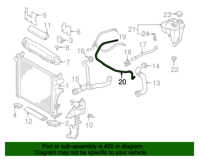 230-501-05-25 - Engine Coolant Overflow Hose 2003-2008 Mercedes-Benz SL ...