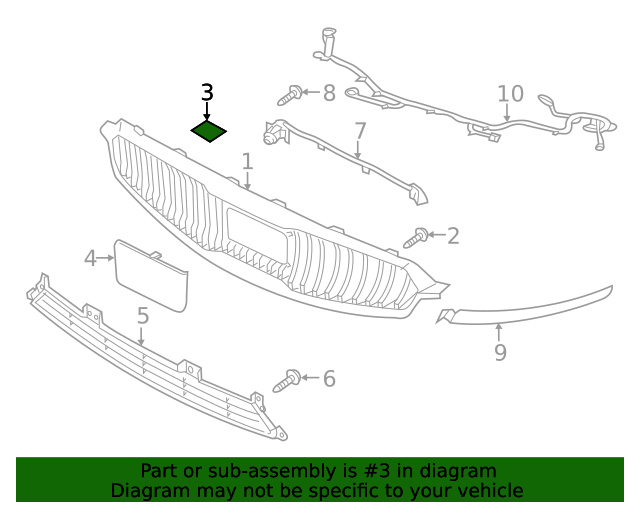 86353-2T500 - Upper Grille Pad 2017-2019 Kia Cadenza | Kia.Parts Store