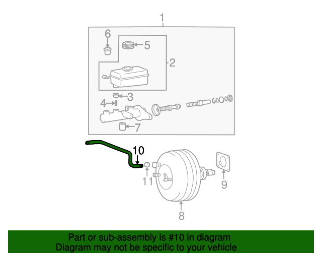 59130-38106 - Brake Vacuum Hose 1999-2005 Hyundai Sonata ...