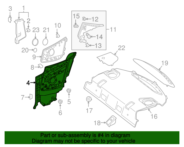 205-690-25-00-8U65 - Lower Quarter Trim 2017-2020 Mercedes-Benz ...