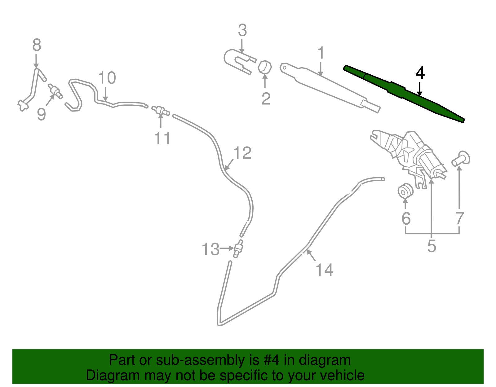 98850-C5100 - Back Glass Wiper Blade 2016-2025 Kia | Kia.Parts Store