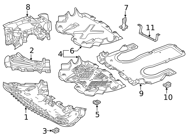 222-520-21-00 - Radiator Support Splash Shield 2018-2020 Mercedes-Benz ...