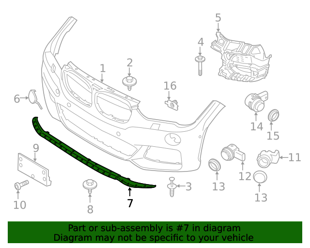 51118075894 - 2020-2021 BMW X1 Air Deflector (51-11-8-075-894) | BMW of ...