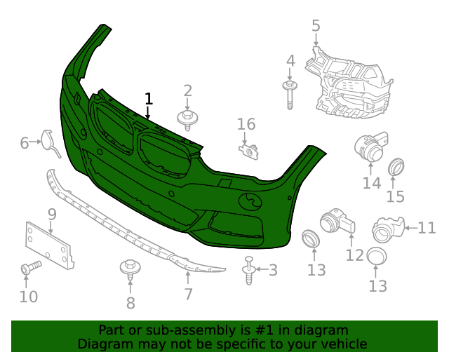51119883765 - 2020-2021 BMW X1 Bumper Cover (51-11-9-883-765) | BMW of ...