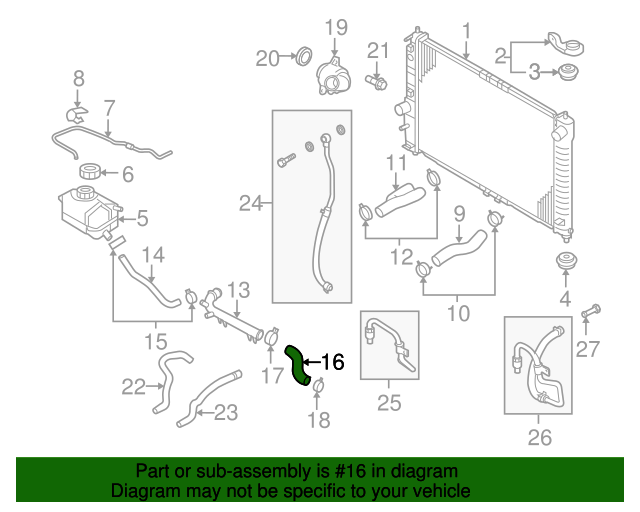 2004-2008 Chevrolet Water Pump Hose 96180071 GM | GMPartsDirect.com
