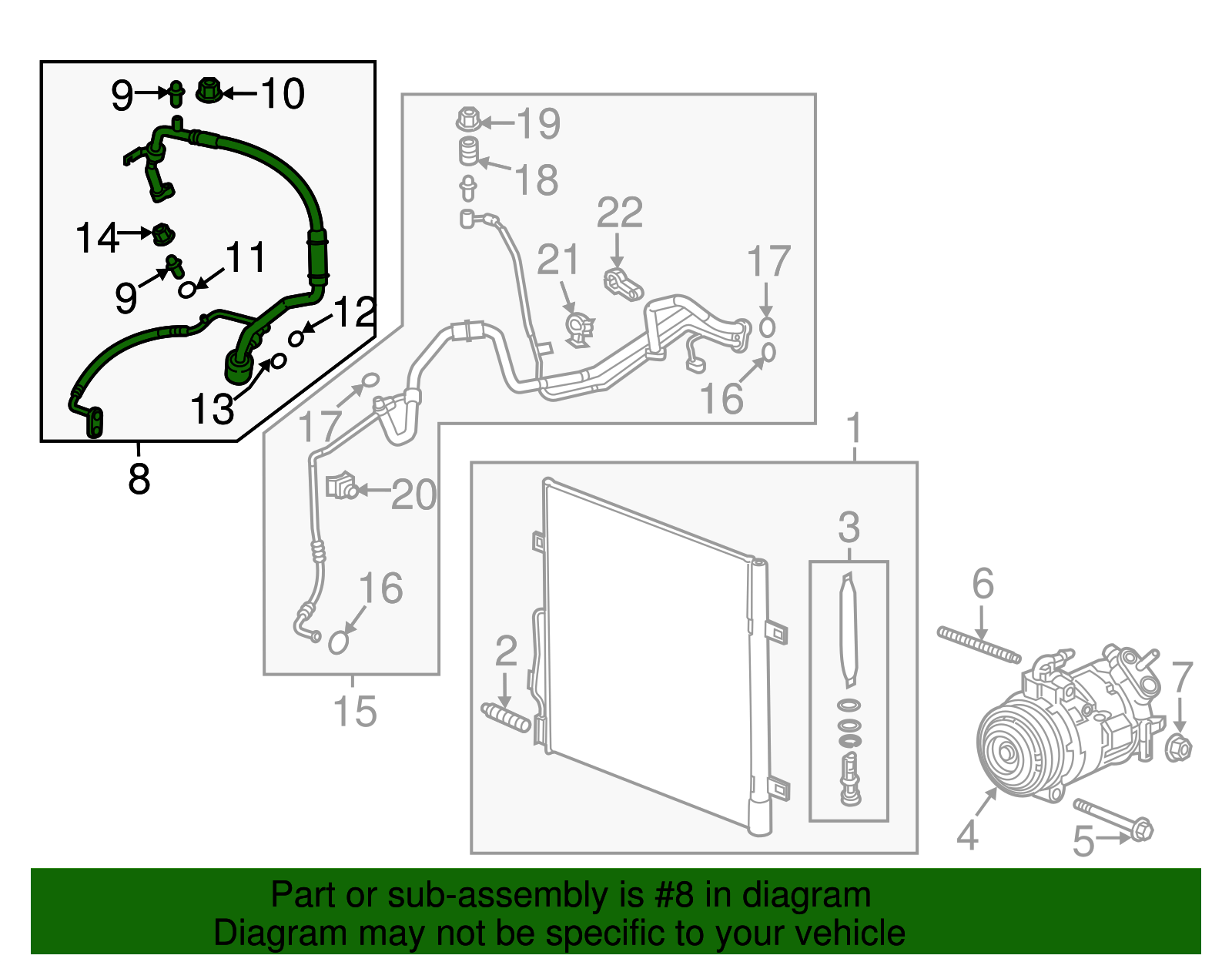 2018-2021 Buick Enclave Air Conditioning Compressor Hose 23491005 ...
